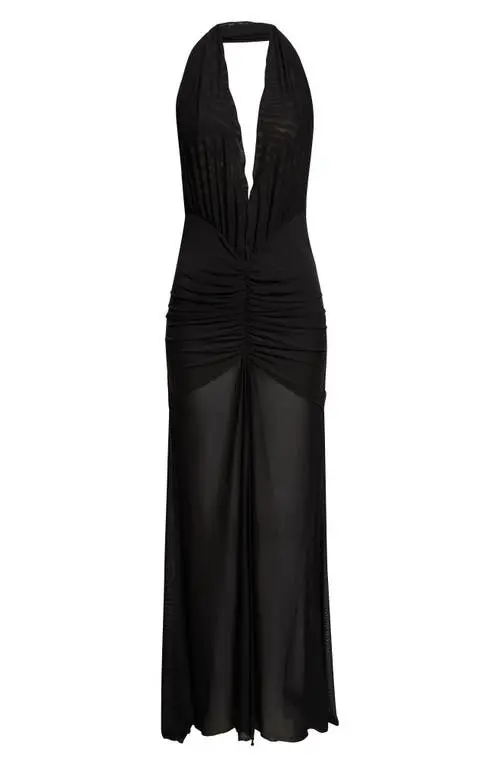 KIM SHUI Stretch Mesh Halter Dress - Black