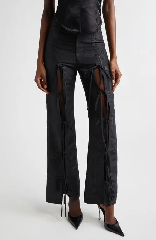 KIM SHUI Colton Moiré Tie Leg Flare Pants