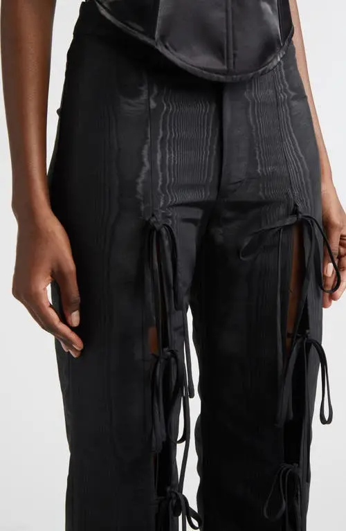 KIM SHUI Colton Moiré Tie Leg Flare Pants