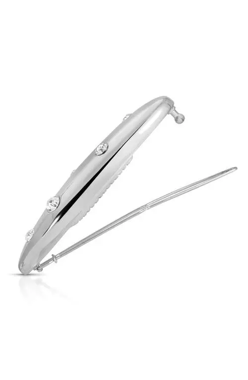 Ettika Crystal Studded Oblong Barrette - Silver