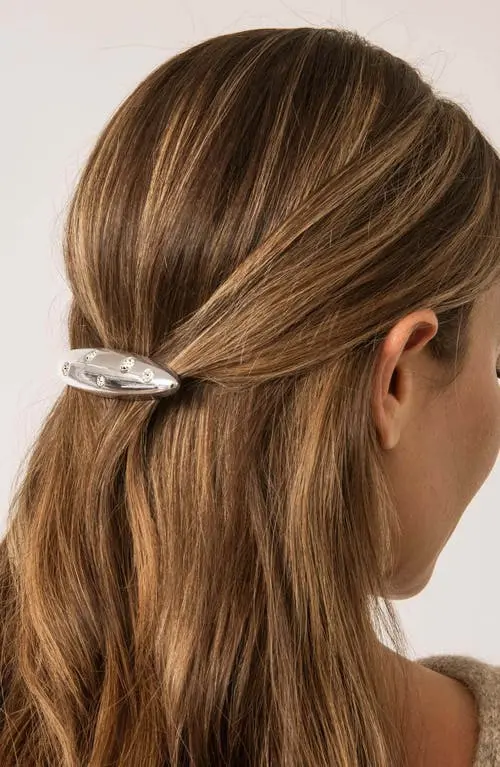 Ettika Crystal Studded Oblong Barrette - Silver