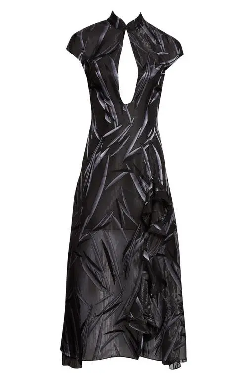 KIM SHUI Chiffon Plunge Neck Dress