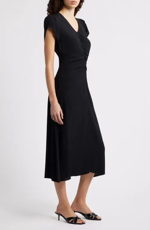 Caslon Ruched Midi Dress - Black