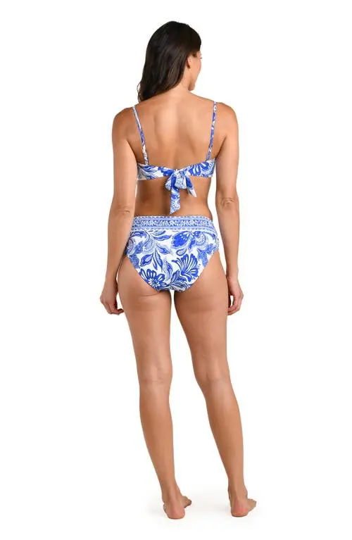 La Blanca Botanical Brocade Cutout Bikini Top - Lapis