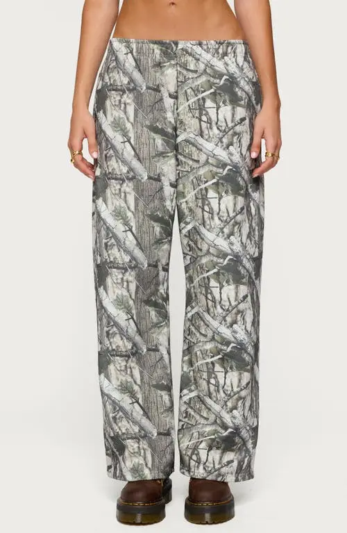 EDIKTED Camo Straight Leg Sweatpants