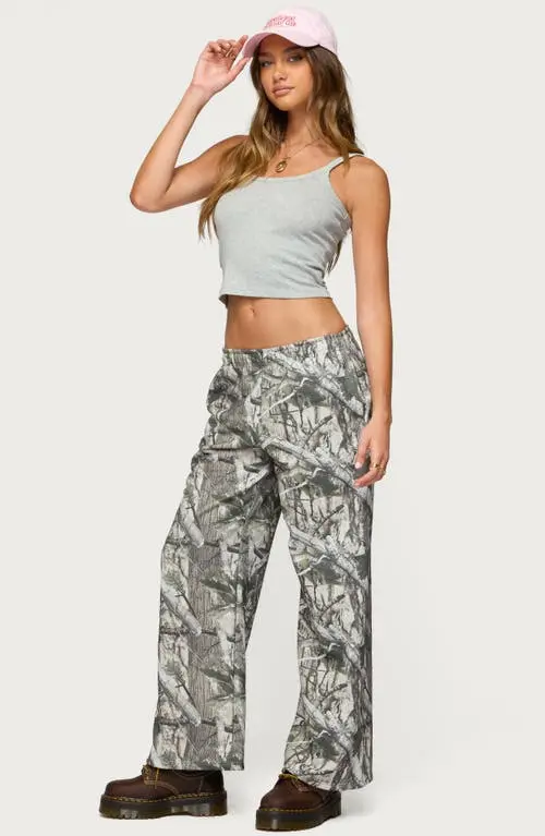 EDIKTED Camo Straight Leg Sweatpants