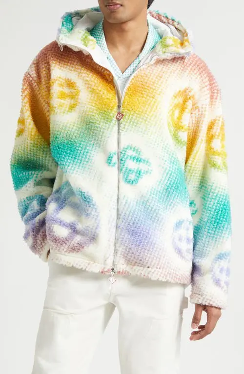 Casablanca Fleece Hooded Jacket - Halftone Monogram