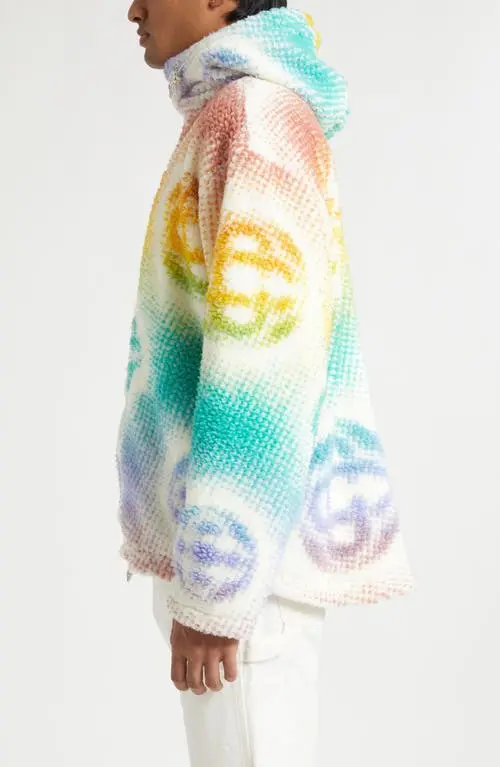 Casablanca Fleece Hooded Jacket - Halftone Monogram