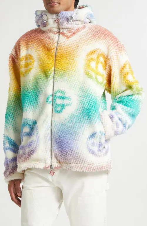 Casablanca Fleece Hooded Jacket - Halftone Monogram