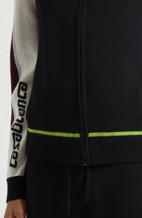 Casablanca Stripe Merino Wool Knit Jacket