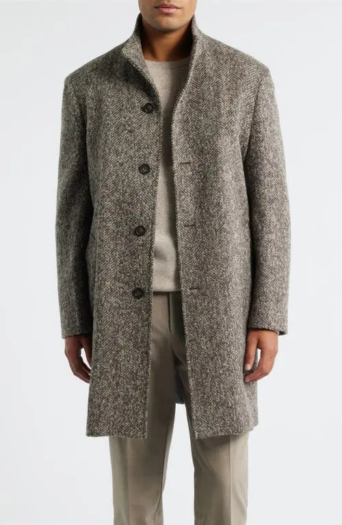 JACK VICTOR Wiktor Herringbone Wool-blend Coat