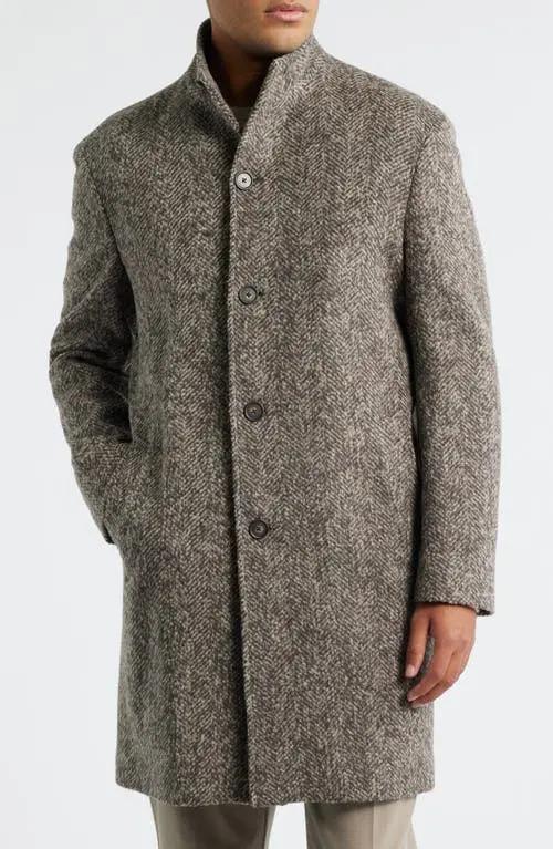 JACK VICTOR Wiktor Herringbone Wool-blend Coat
