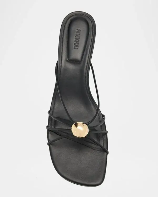 Simkhai Amaya Strappy Leather Kitten-heel Sandals - Black