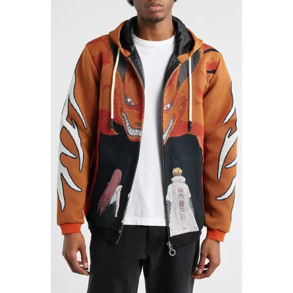 VERYRARE Printed Drawstring Hood Jacket - Orange