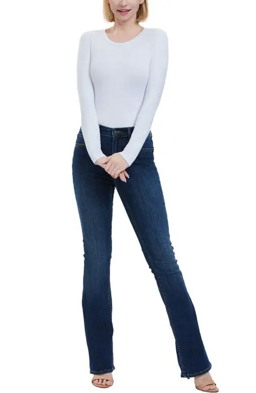 KIMI + KAI Round Neck Long Sleeve Bodysuit - White