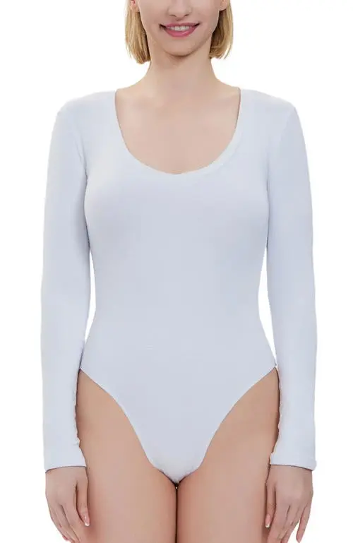 KIMI + KAI V-neck Long Sleeve Bodysuit - White