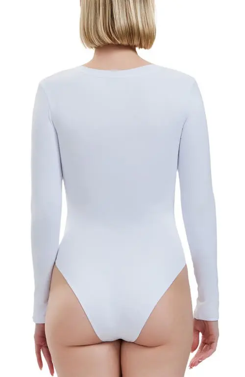 KIMI + KAI V-neck Long Sleeve Bodysuit - White