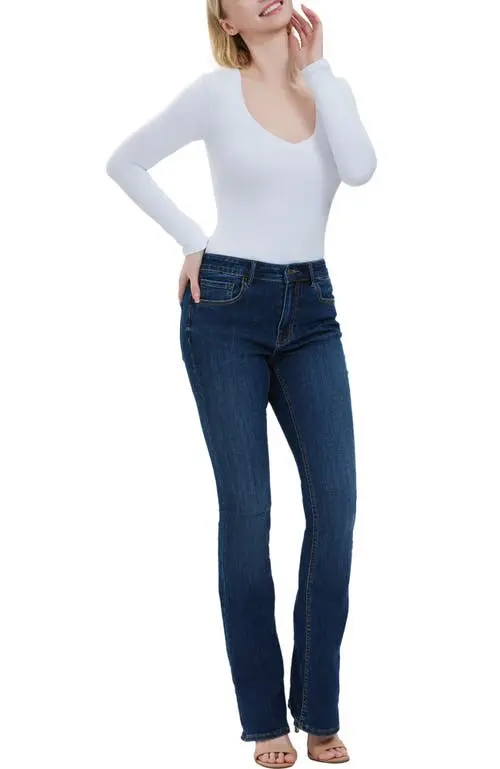 KIMI + KAI V-neck Long Sleeve Bodysuit - White