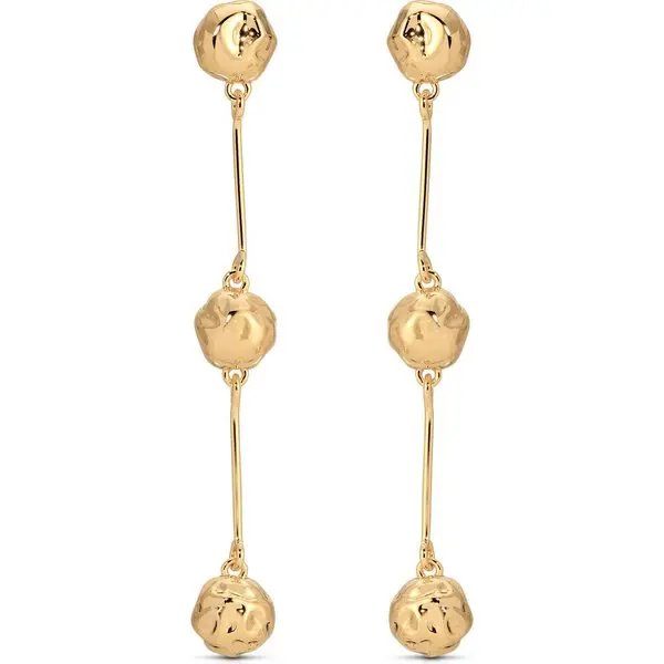 Ettika Molten Spheres Linear Drop Earrings - Gold
