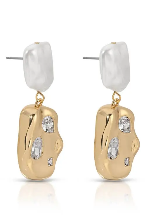 Ettika Crystal And Faux Pearl Drop Earrings