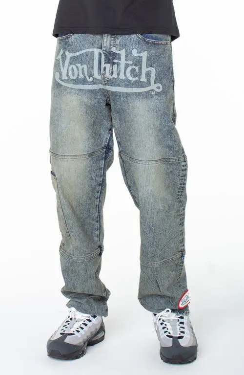 VON DUTCH Acid Wash Straight Leg Jean