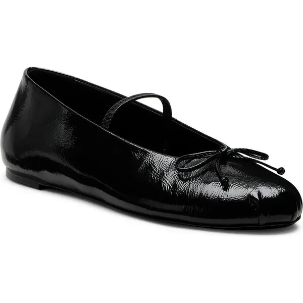 STUART WEITZMAN Prima Bow Mary Jane Flat - Black/black