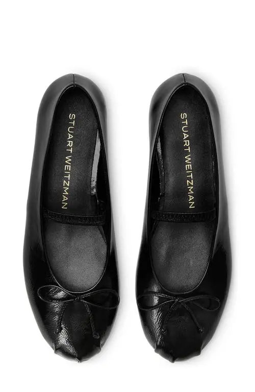 STUART WEITZMAN Prima Bow Mary Jane Flat - Black/black
