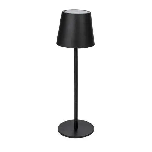 STORIED HOME Round Metal Led Rechargeable Table Lamp - Black