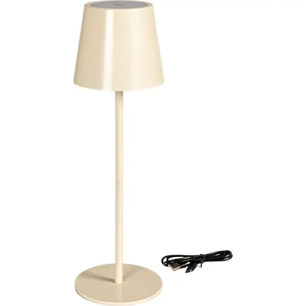 STORIED HOME Metal Led Rechargeable Table Lamp With Touch Sensor - Cream
