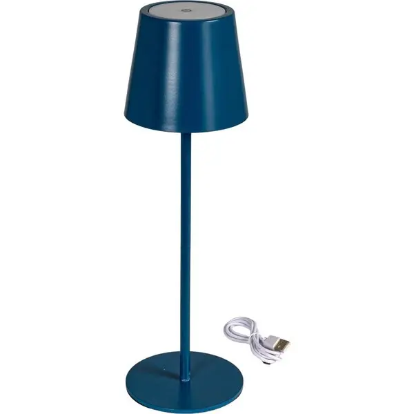 STORIED HOME Metal Led Rechargeable Table Lamp With Touch Sensor - Blue