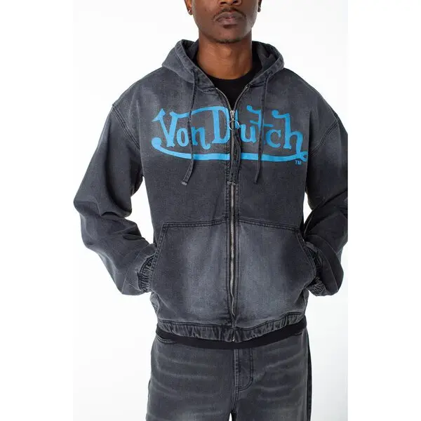 VON DUTCH Invader Patch Acid Zip-up Hoodie Jacket