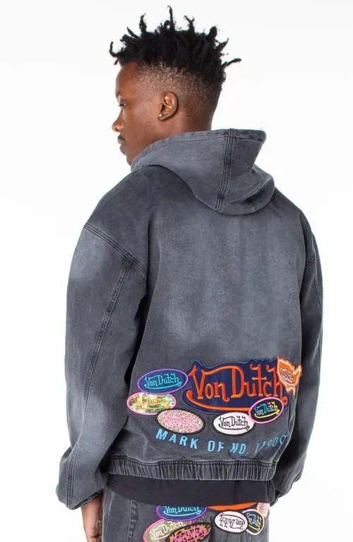 VON DUTCH Invader Patch Acid Zip-up Hoodie Jacket