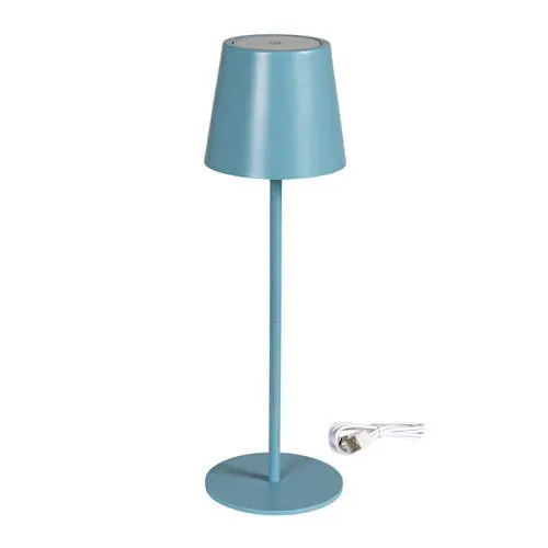 STORIED HOME Metal Led Rechargeable Table Lamp With Touch Sensor - Blue