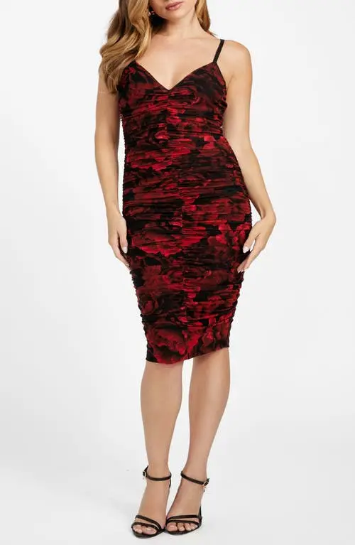 MARCIANO Passion Flower Ruched Body-con Dress