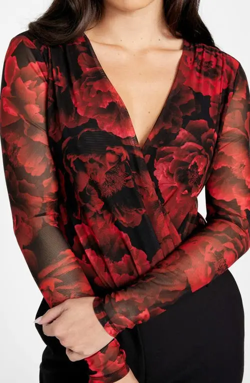 MARCIANO Passion Flower Mesh Bodysuit