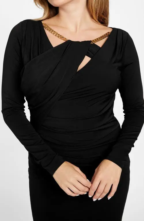 MARCIANO Carli Drape Long Sleeve Body-con Dress
