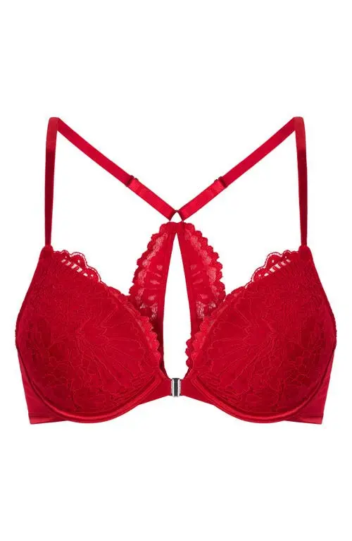 Hunkemoller Whitney Floral Underwire Front Clasp Push-up Bra - Chili Pepper