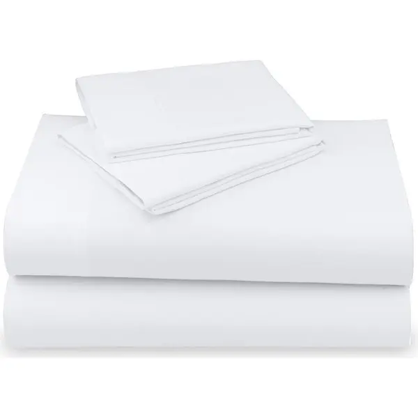 CALIFORNIA DESIGN DEN Hotel Luxe 800 Thread Count 100% Cotton Sateen Sheet Set - Bright White