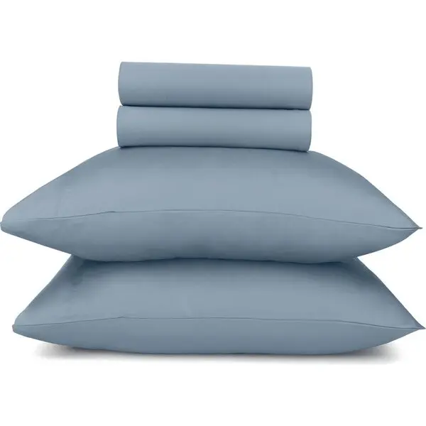 CALIFORNIA DESIGN DEN Signature Comfort 100% Egyptian Cotton Soft Sateen Sheet Set - Blue Hydrangea