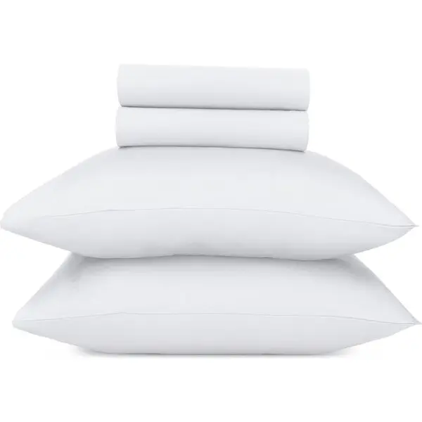 CALIFORNIA DESIGN DEN Signature Comfort 100% Egyptian Cotton Soft Sateen Sheet Set - Bright White