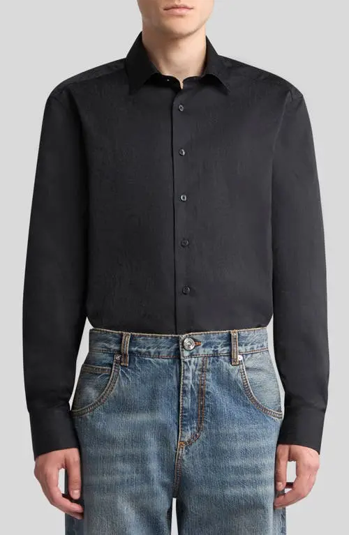 Etro Roma Paisley Cotton Jacquard Dress Shirt - Black