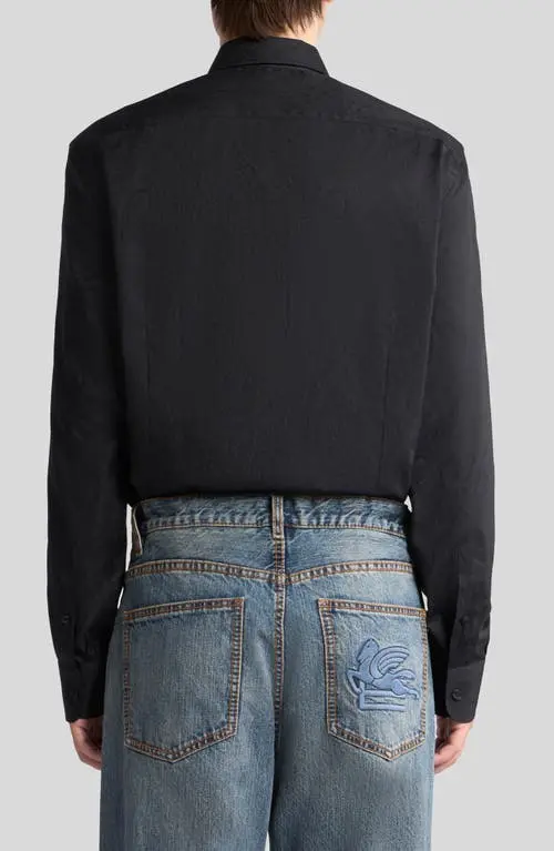 Etro Roma Paisley Cotton Jacquard Dress Shirt - Black