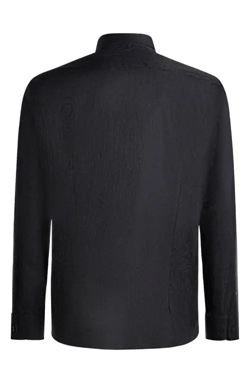 Etro Roma Paisley Cotton Jacquard Dress Shirt - Black