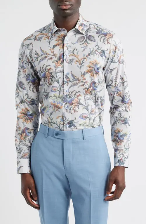 Etro Roma Cotton Muslin Dress Shirt - Printed Azure/white Base