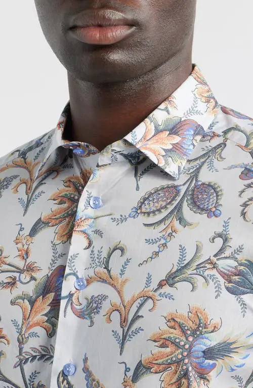 Etro Roma Cotton Muslin Dress Shirt - Printed Azure/white Base