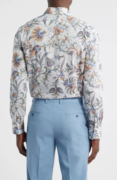 Etro Roma Cotton Muslin Dress Shirt - Printed Azure/white Base