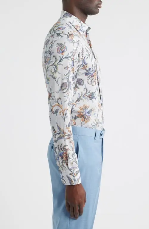 Etro Roma Cotton Muslin Dress Shirt - Printed Azure/white Base