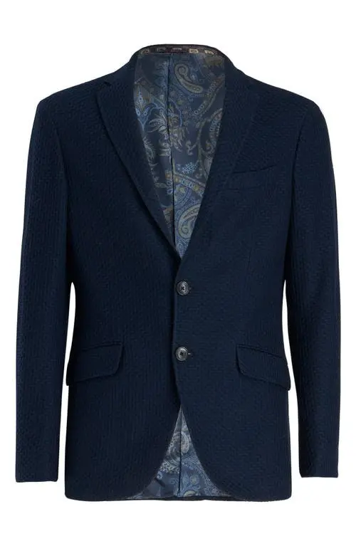 Etro Roma Navy Textured Cotton Knit Blazer - Blue Scurissimo