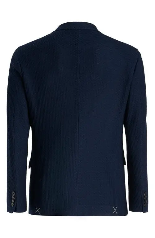 Etro Roma Navy Textured Cotton Knit Blazer - Blue Scurissimo