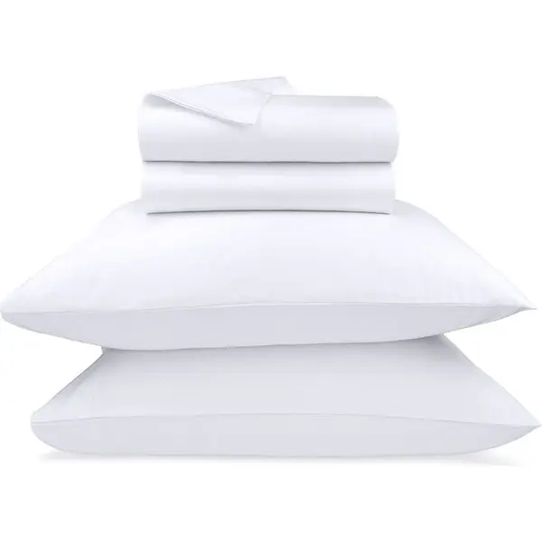 CALIFORNIA DESIGN DEN Grand Indulgence 1000 Thread Count 100% Cotton Sateen Sheet Set - Bright White